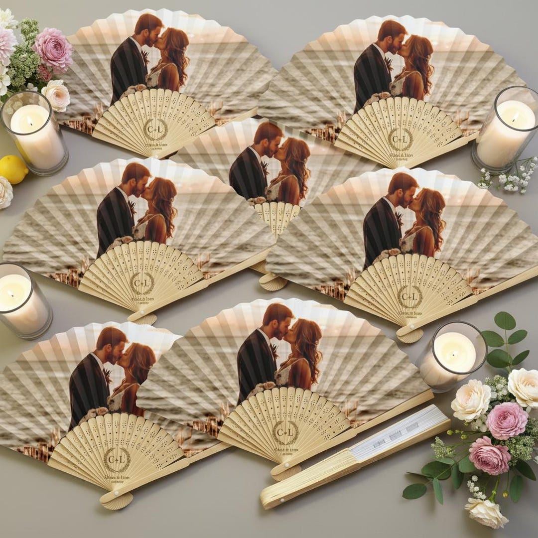Custom Folding Hand Fan Wedding – Personalized Paper Fan With Couple ...