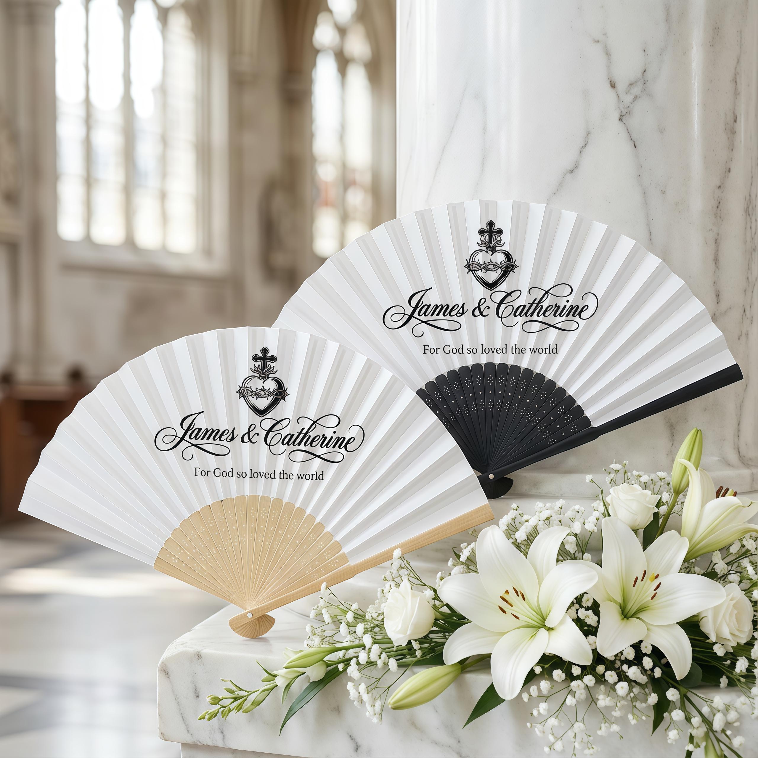 Custom Church Wedding Fans Religious Ceremony Hand Fan Personalized ...