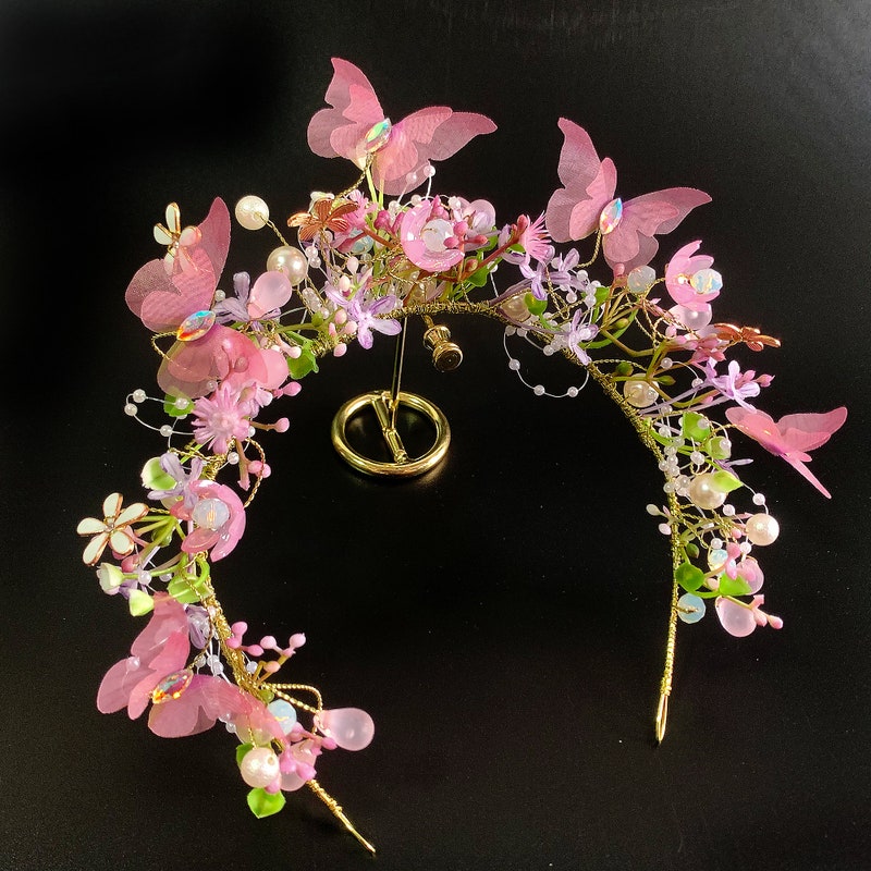 Pink Flower Crown - Etsy
