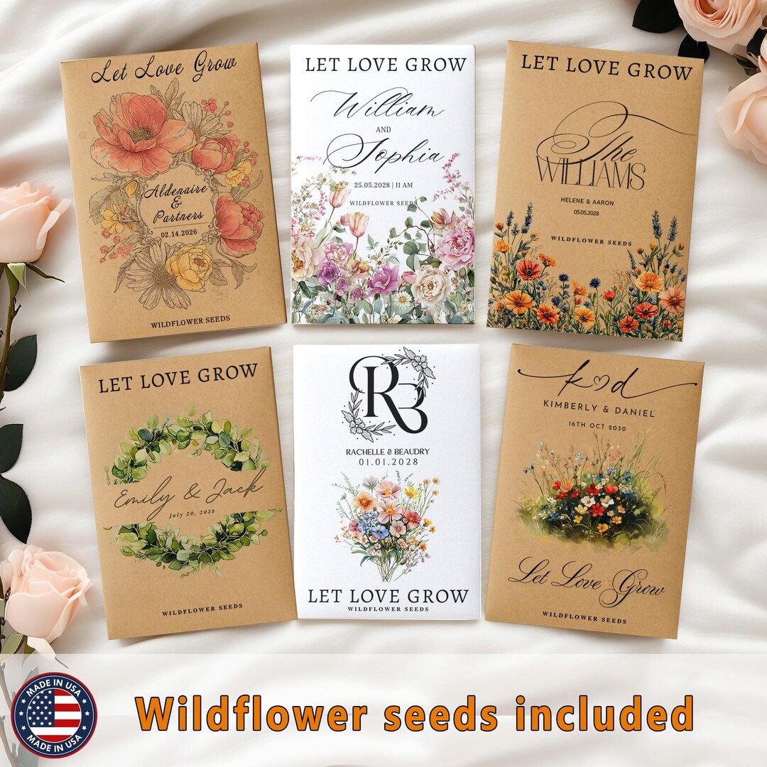 Personalized Wildflower Wedding Seed Packet–let Love Grow Favor With ...