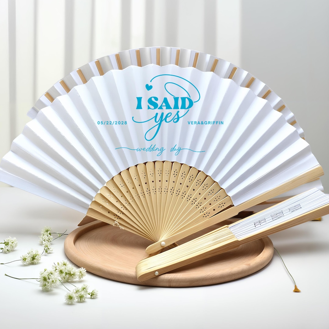 Hand Fan Party Favor – Bulk Silk Wedding Fans, Personalized for ...
