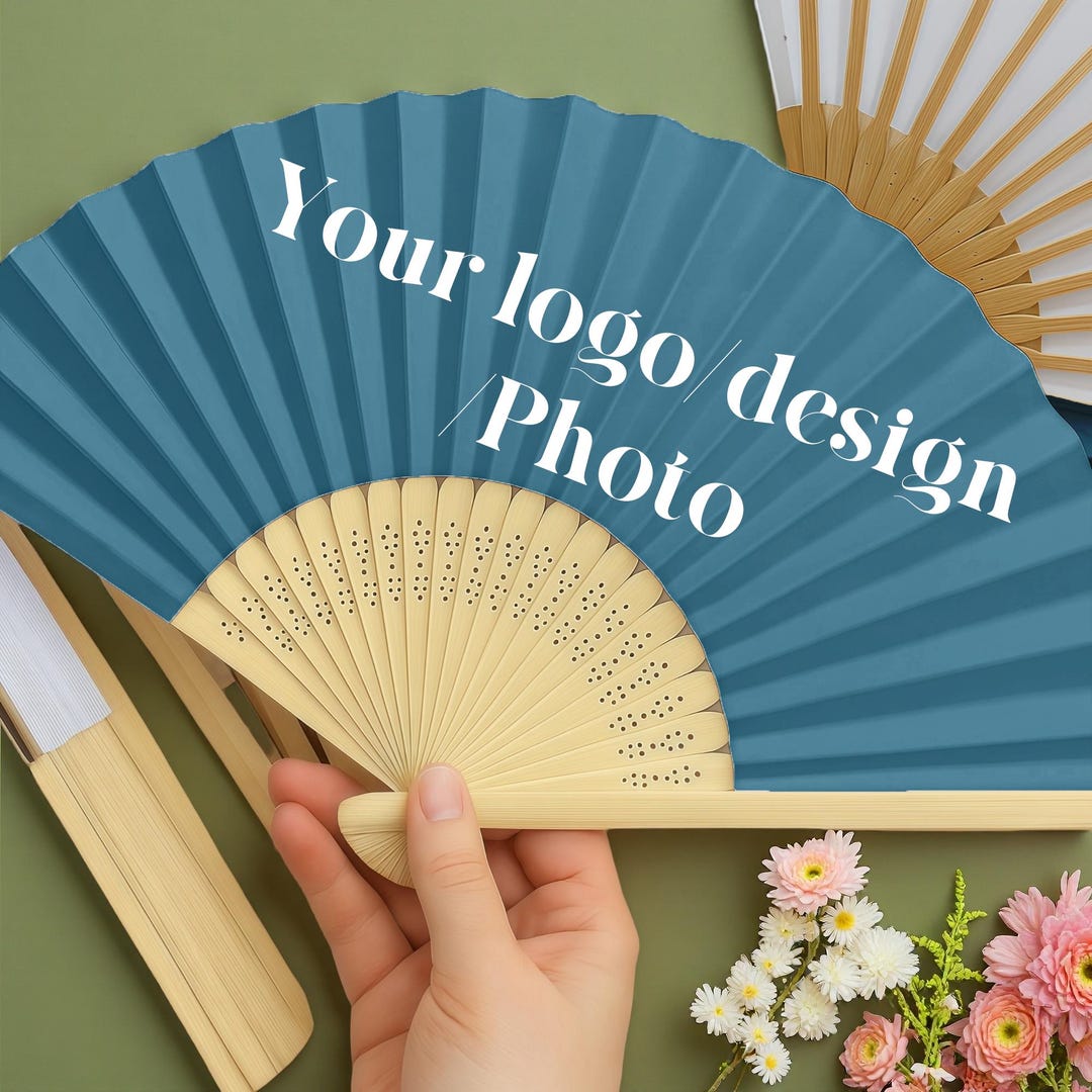 Custom Logo Paper Fans Personalized Folding Fans With Your Design Text ...
