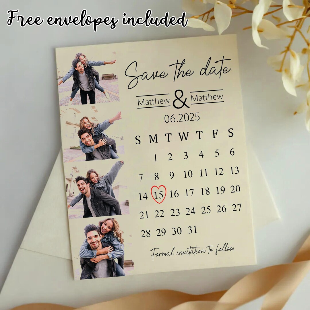 Personalized Save the Date Calendar Magnet + Free Envelope Unique Save ...