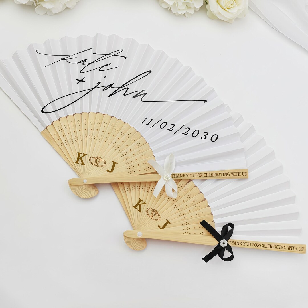 Custom Signature Wedding Fan – Handwritten Name Design | Personalized ...