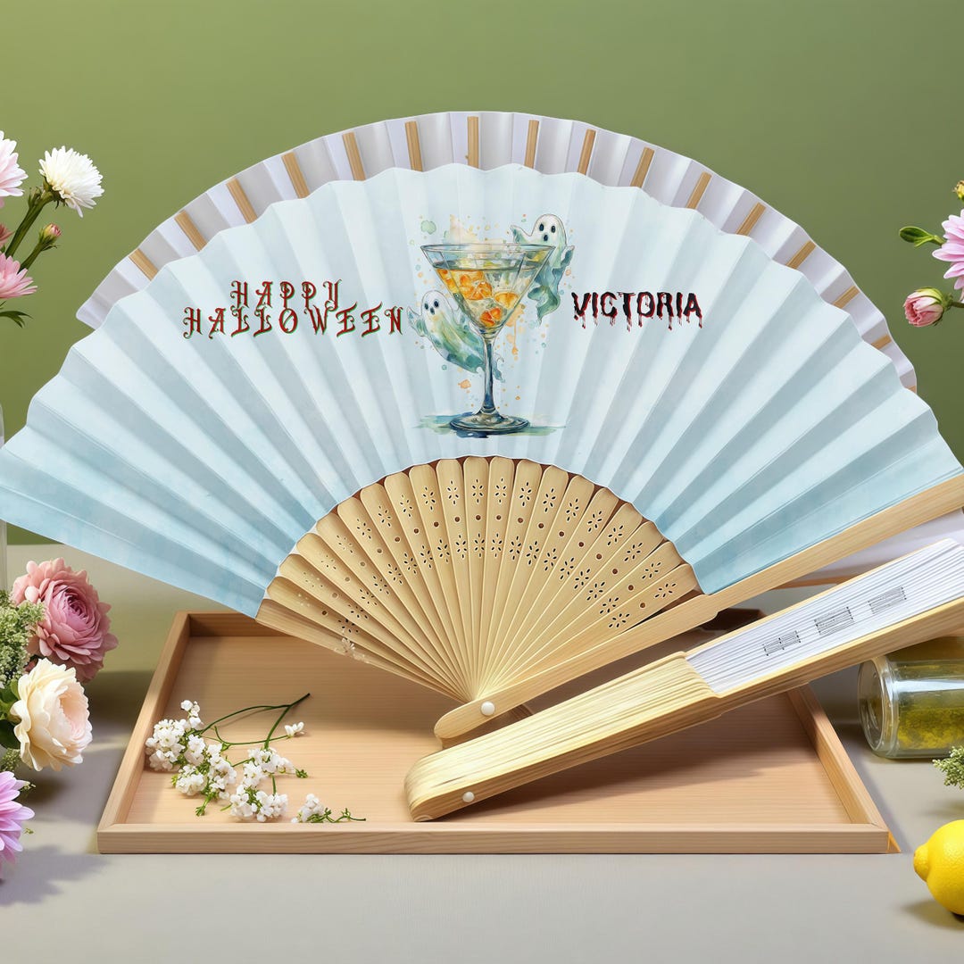 Halloween Cosplay Custom Folding Fan - Personalized Wooden Handle Fan ...