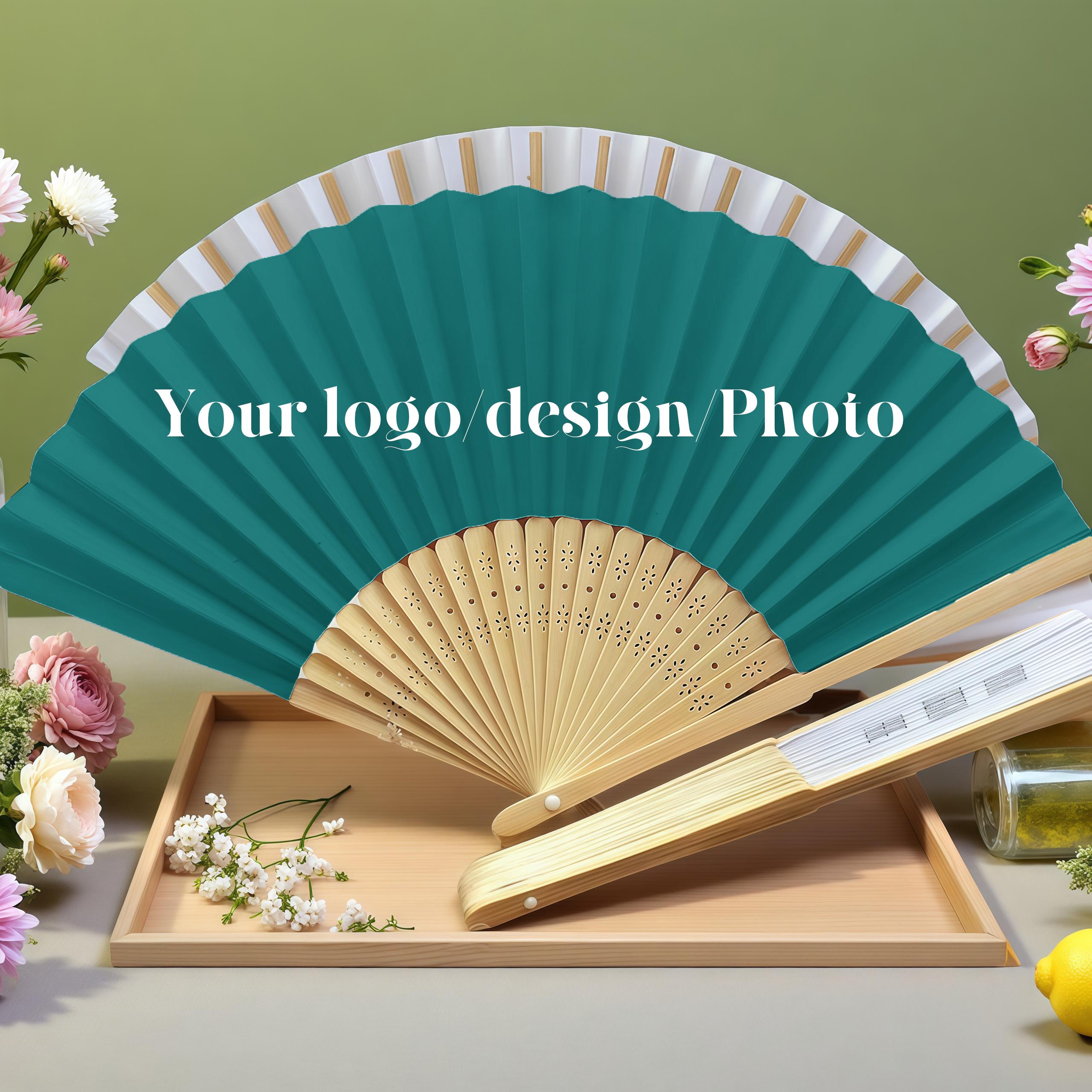 Custom Logo Paper Fans Personalized Folding Fans With Your Design Text ...