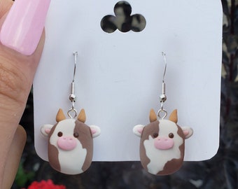 Strawberry Cow Earrings Pink Cow Perler Beads - Etsy