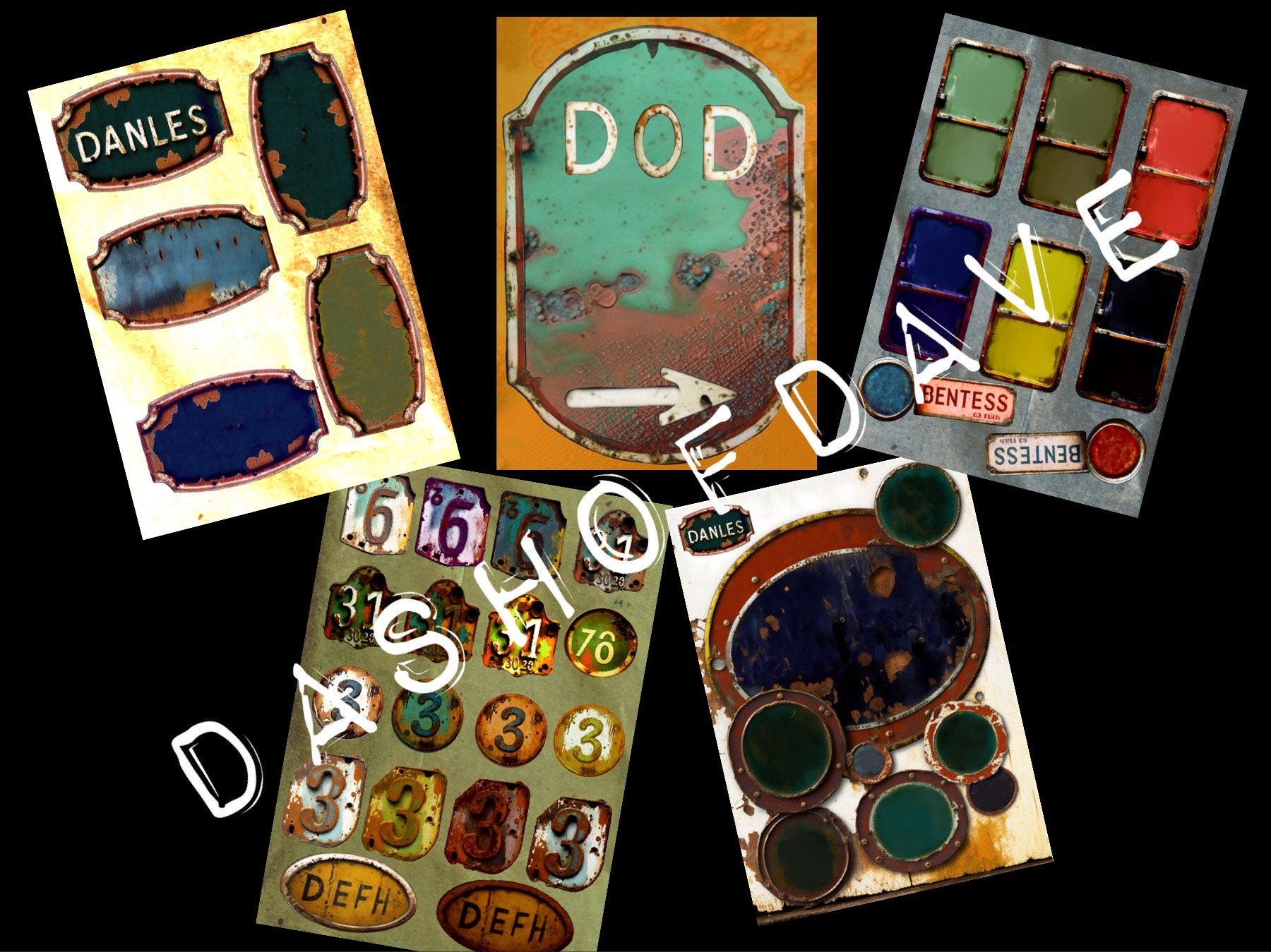 Enamel Signs, Numbers, Rusted Metal, Metallic Patina, Junk Journal ...