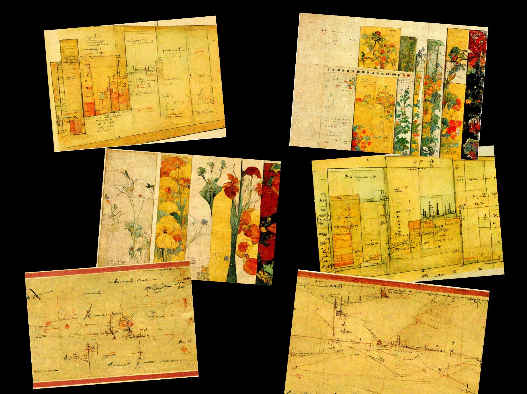 Clerical, Reference Style Digital Papers With Beautiful Flowers, Office ...