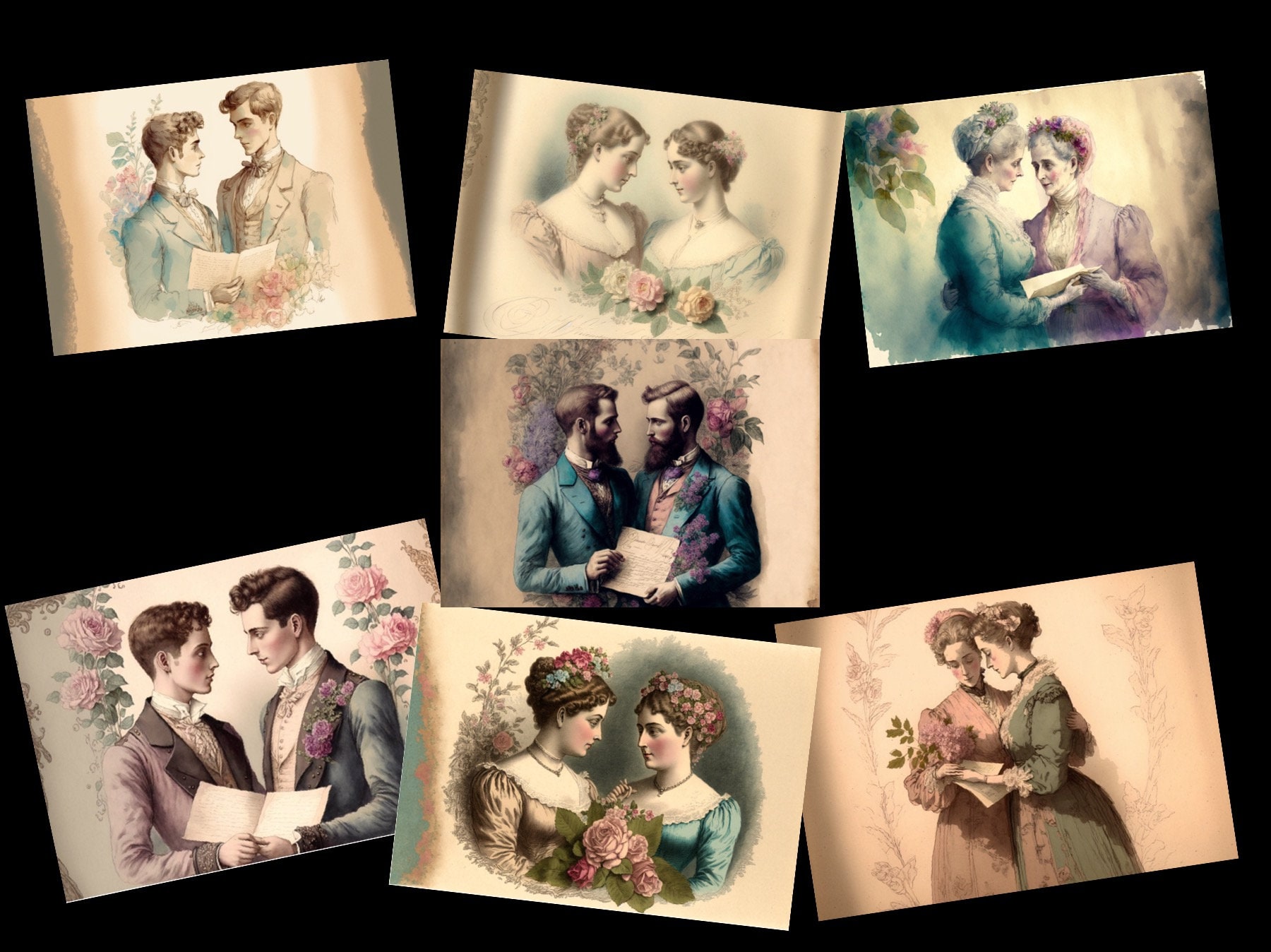 Vintage Valentines Journal Printables: Love Diversity Art (digital ...