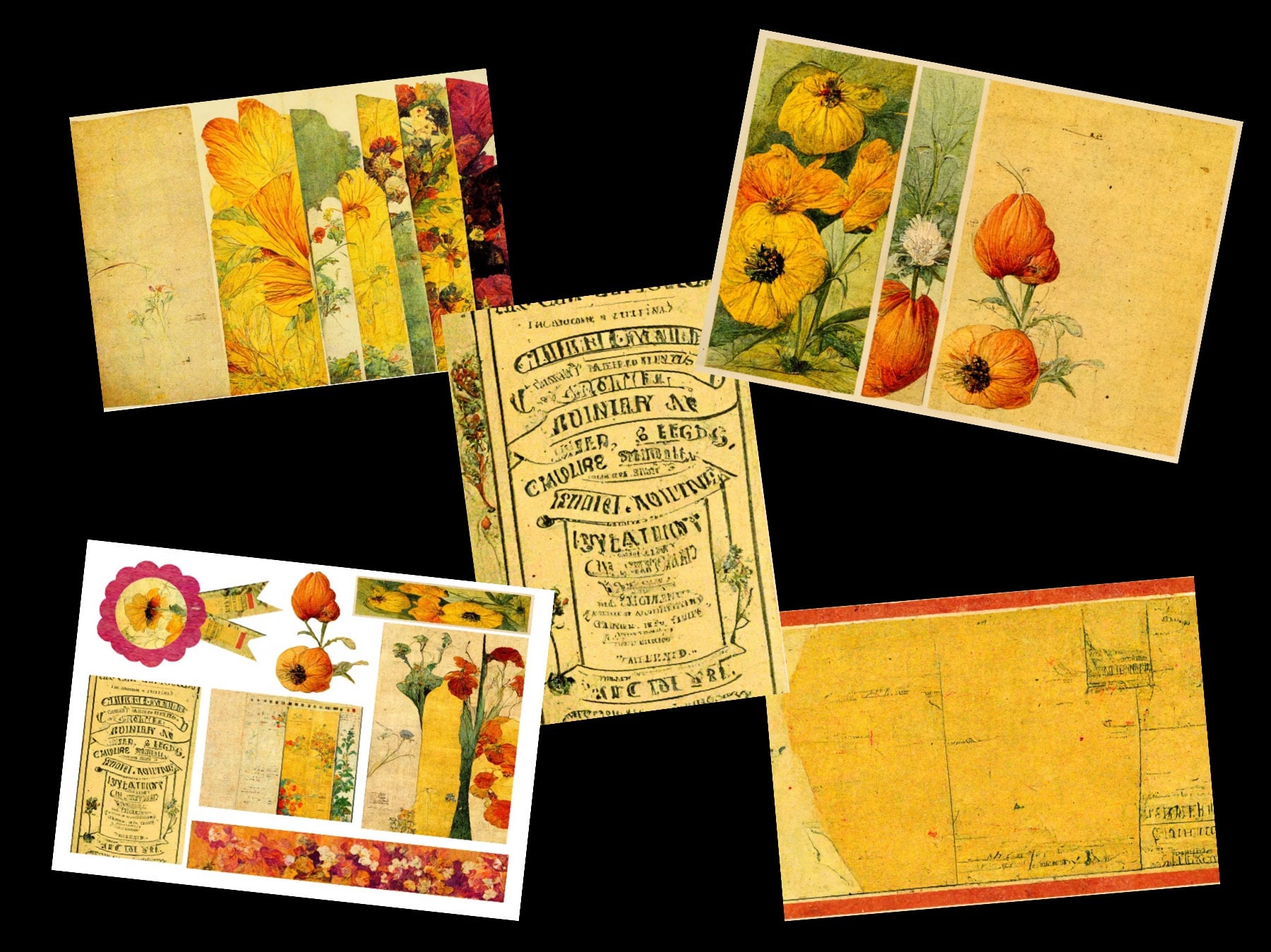 Clerical, Reference Style Digital Papers With Beautiful Flowers, Office ...