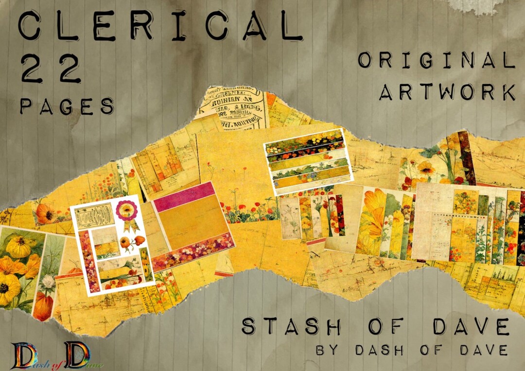 Clerical, Reference Style Digital Papers With Beautiful Flowers, Office ...