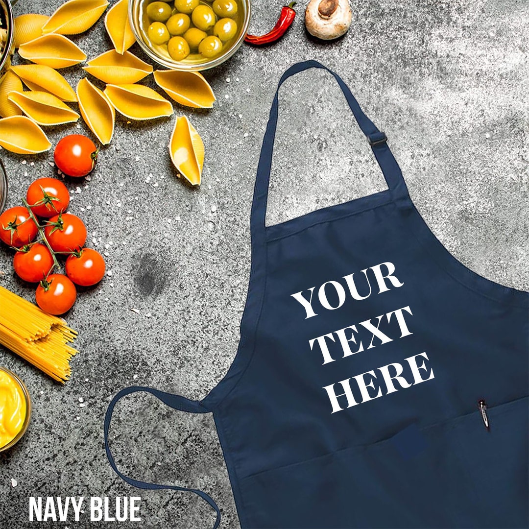 Your Text Custom Apron, Custom Cooking Gift for Mom, Printed Personalised Apron With Pockets ...