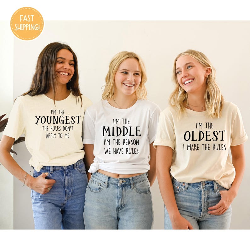 Funny Adult Sibling Shirts, Oldest Middle and Youngest Shirts, Sibling ...
