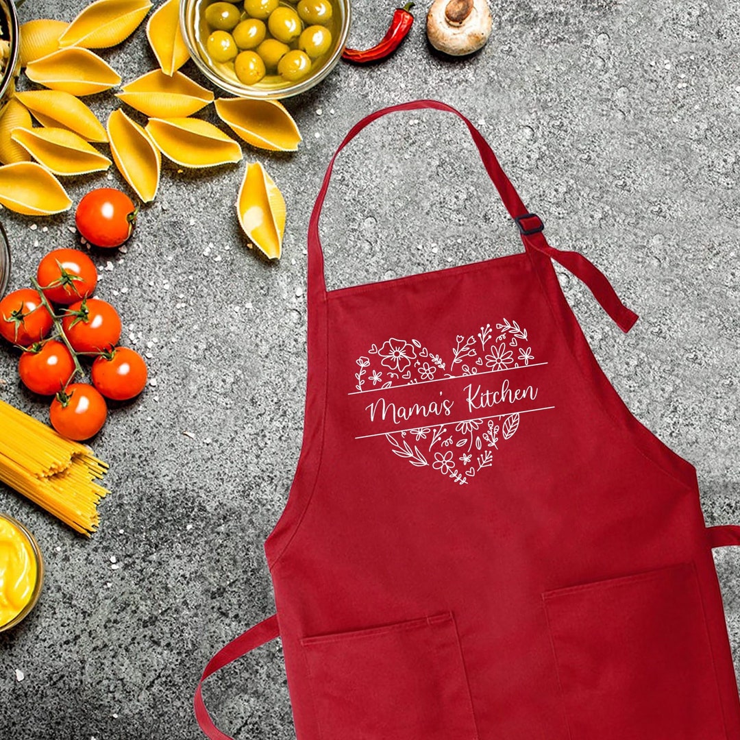 Personalized Floral Heart Kitchen Custom Linen Apron, Made With Love ...