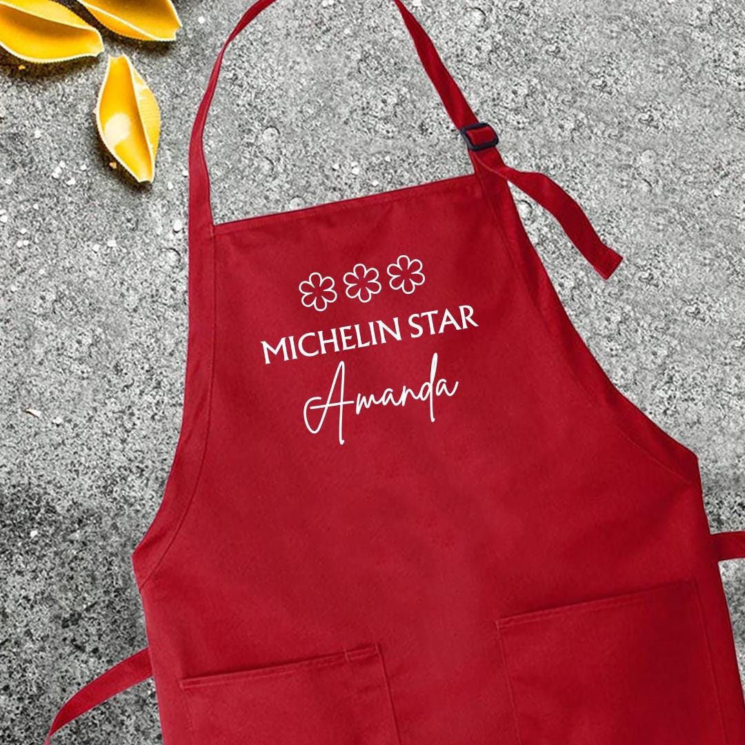 Custom Michelin Star Apron, Printed Kitchen Apron for Women & Men, Home ...