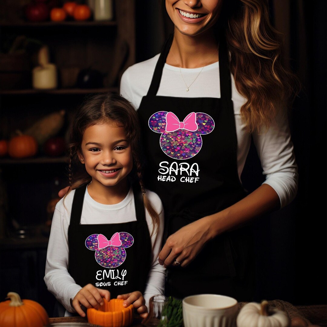 Mama and Mini Mouse Apron,mommy and Me Aprons, Mama Head Chef, Mother ...