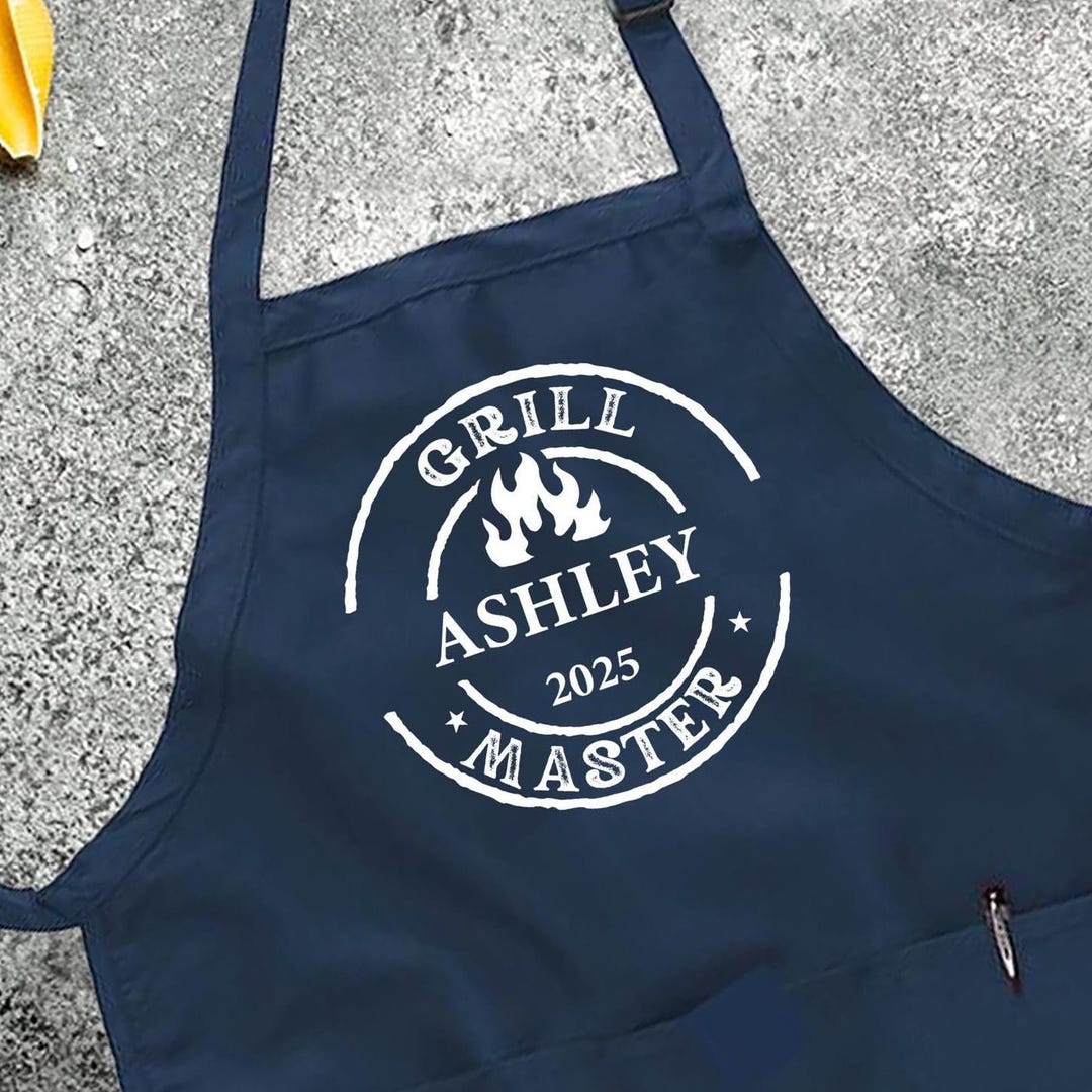 Personalized Grill Master Apron, Printed Kitchen Apron for Women & Men ...