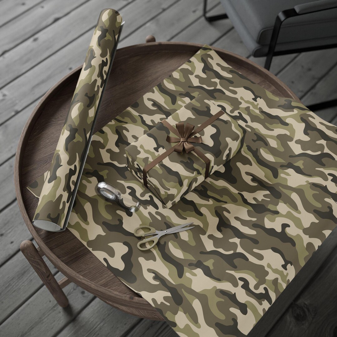 Camo Pattern Wrapping Paper, Camouflage Gift Wrap Roll, Military ...