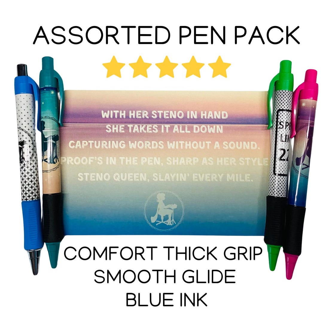 Court Reporter Pens Assorted 4-pack, Smooth Write, Thick Grip Court ...