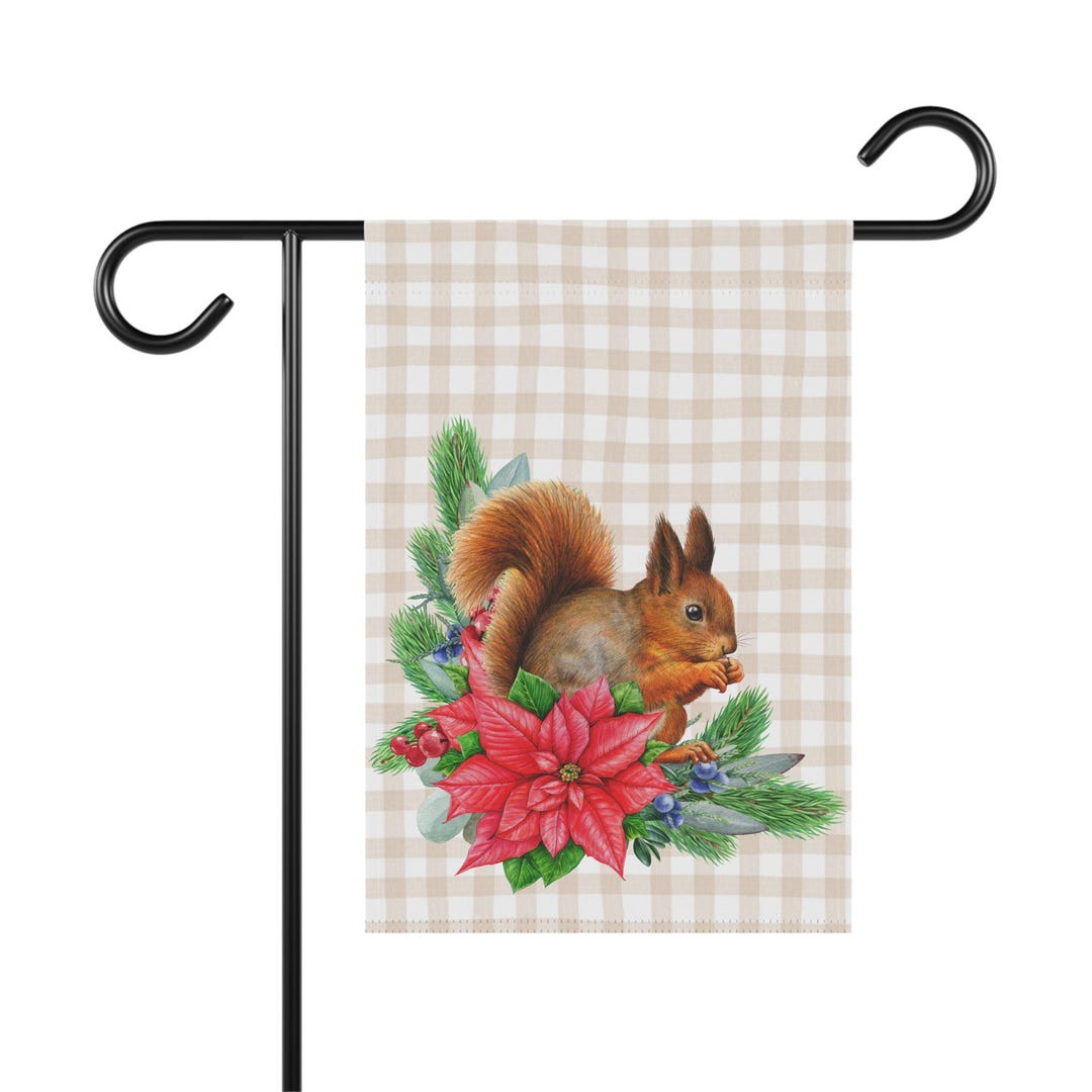 Squirrel Garden Flag, Cute House Banner, Christmas Outdoor Yard Decor ...