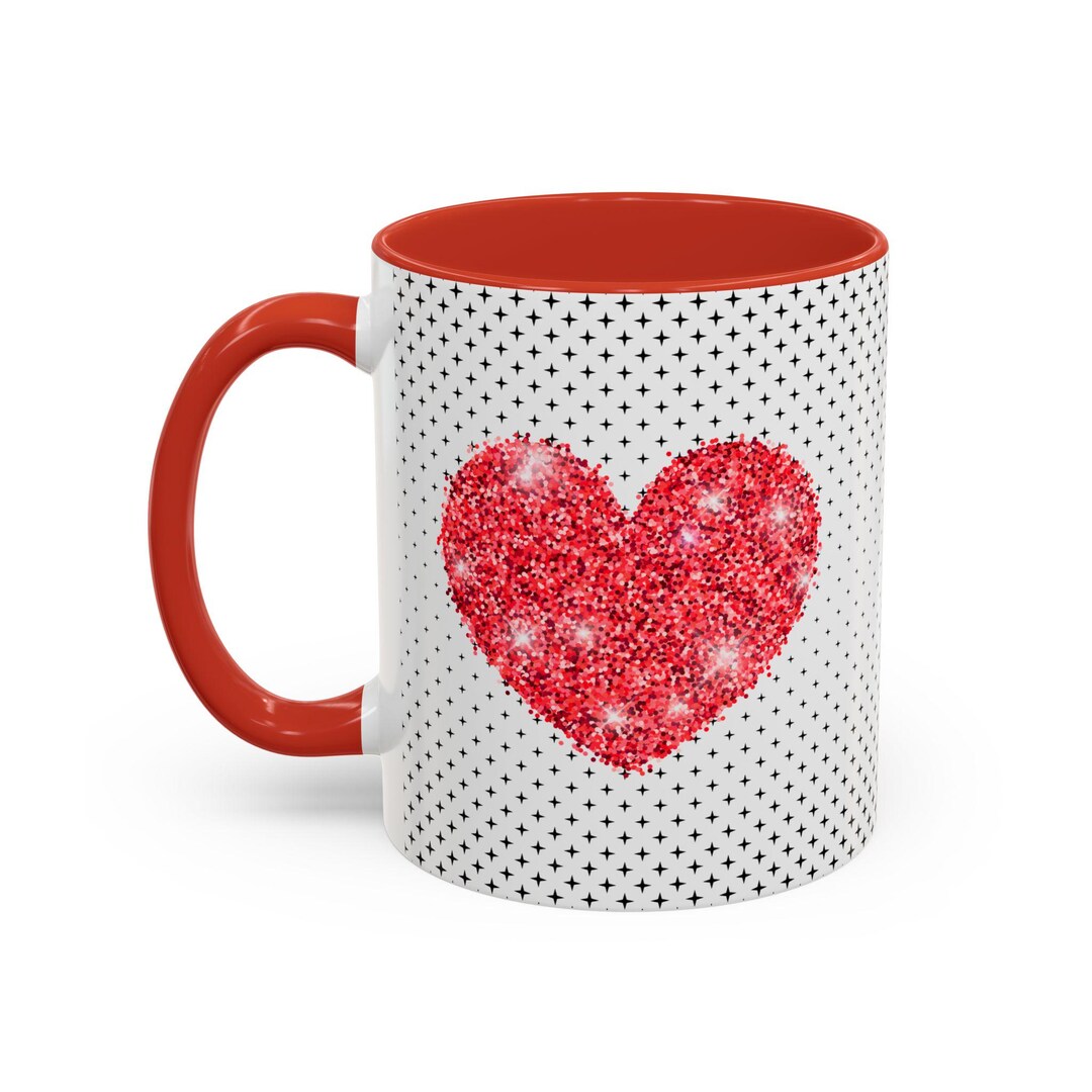 Heart Lover Mug, Red Heart Accent Coffee Mug, Valentine's Day Gift ...