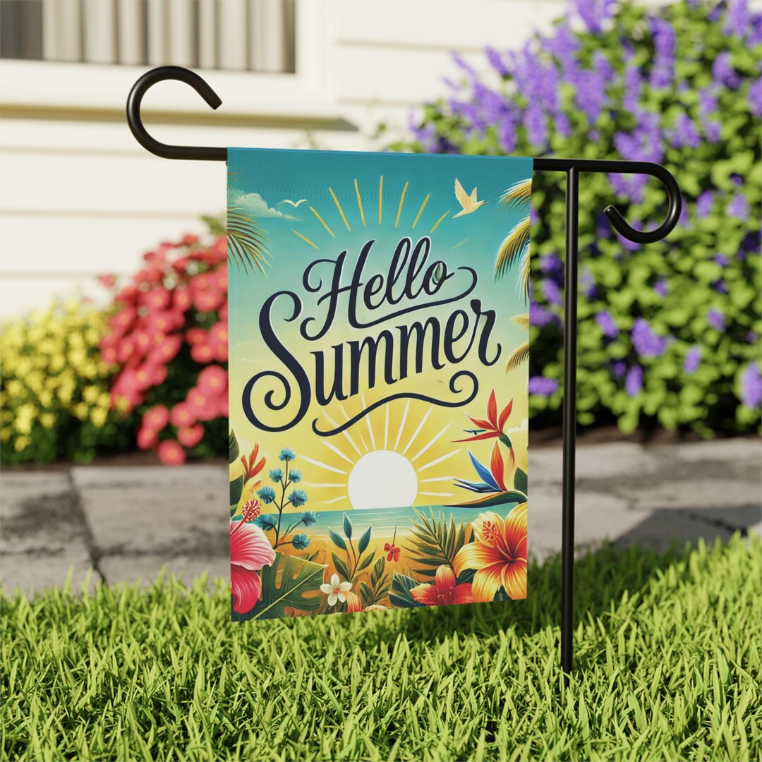 Summer House Flag, Hello Summer Banner, Summertime Garden Decoration ...
