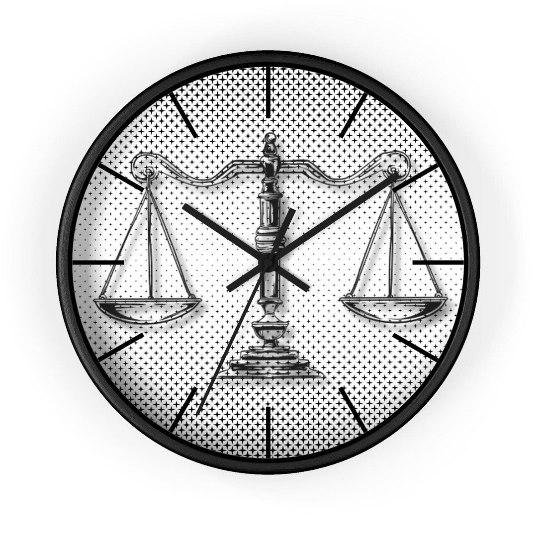 Justice Scales Wall Clock, Law Office Decor, Lawyer Gift, Legal Justice ...
