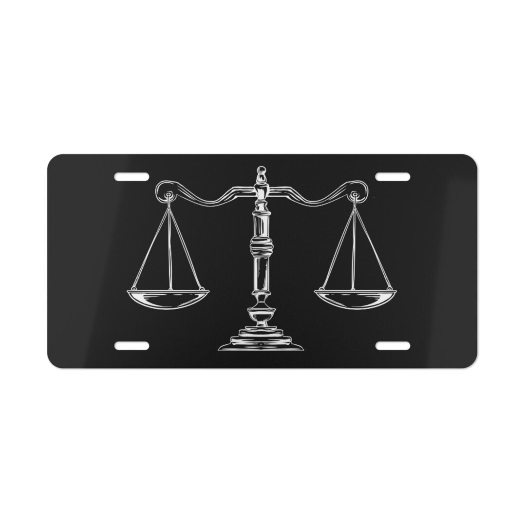Scales of Justice License Plate, Lawyer Car Tag, Legal Profession ...