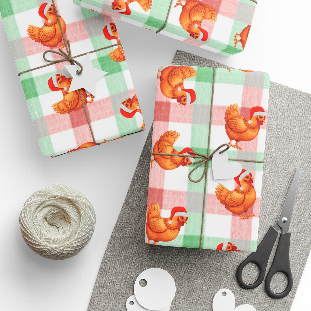 Chicken Christmas Wrapping Paper, Farm Gift Wrap for Chicken Lovers ...