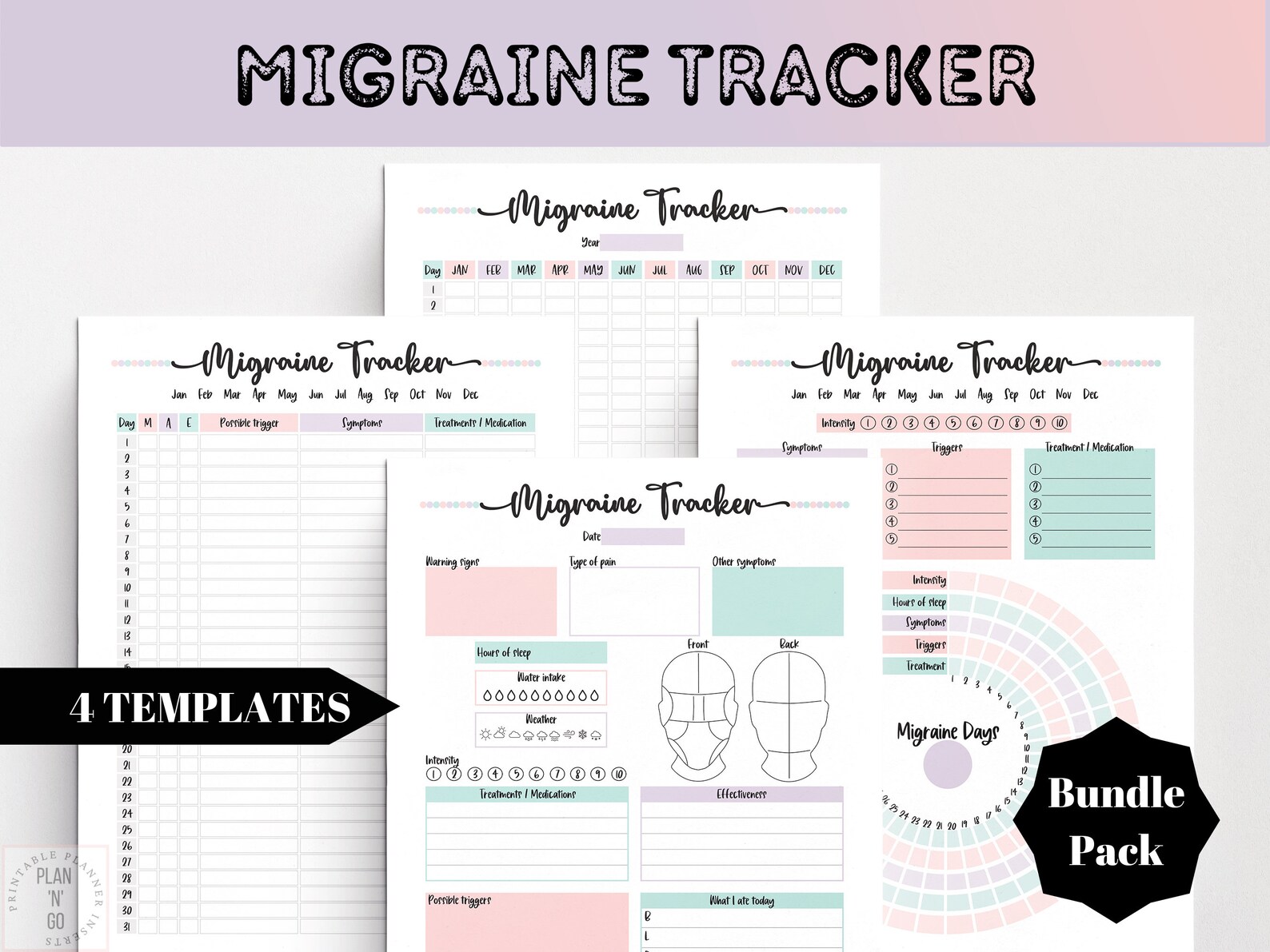 Migraine Tracker Printable Headache Log Pain Symptoms - Etsy