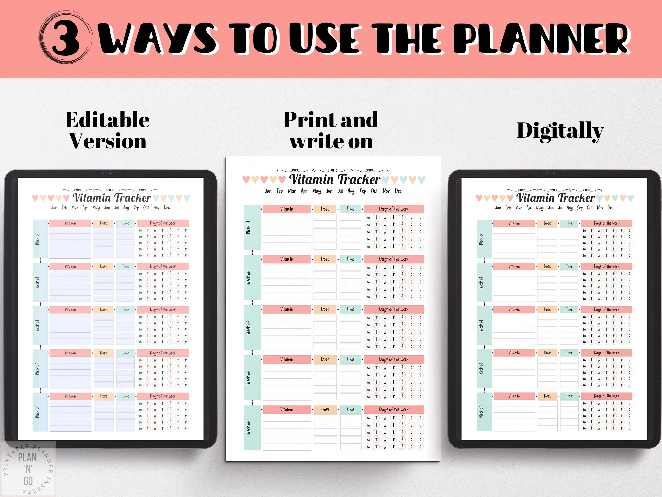 Medication Tracker Printable Editable Vitamin and Supplement - Etsy