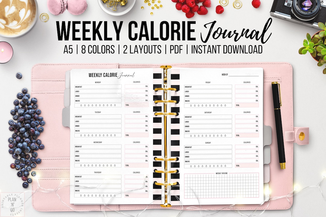 Food Journal, Calorie Tracker, Printable Weight Loss Journal, Food ...