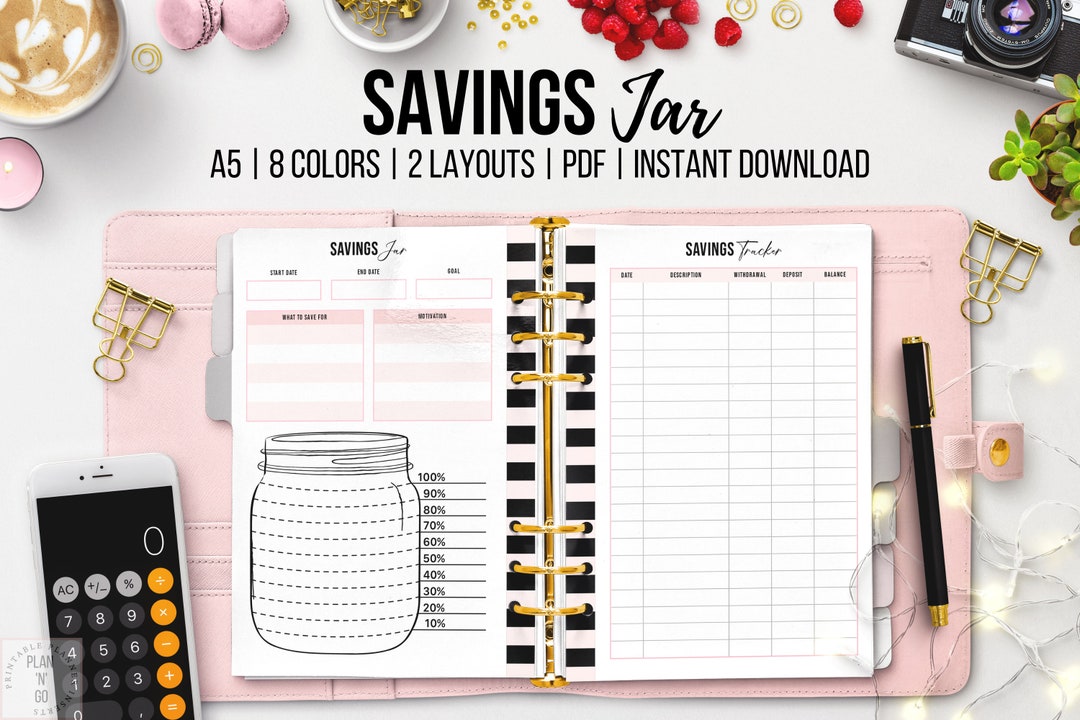 Savings Jar, Printable Savings Tracker, Money Challenge, Money Saving ...