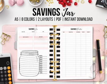 Printable Money Jar Savings Tracker - Etsy