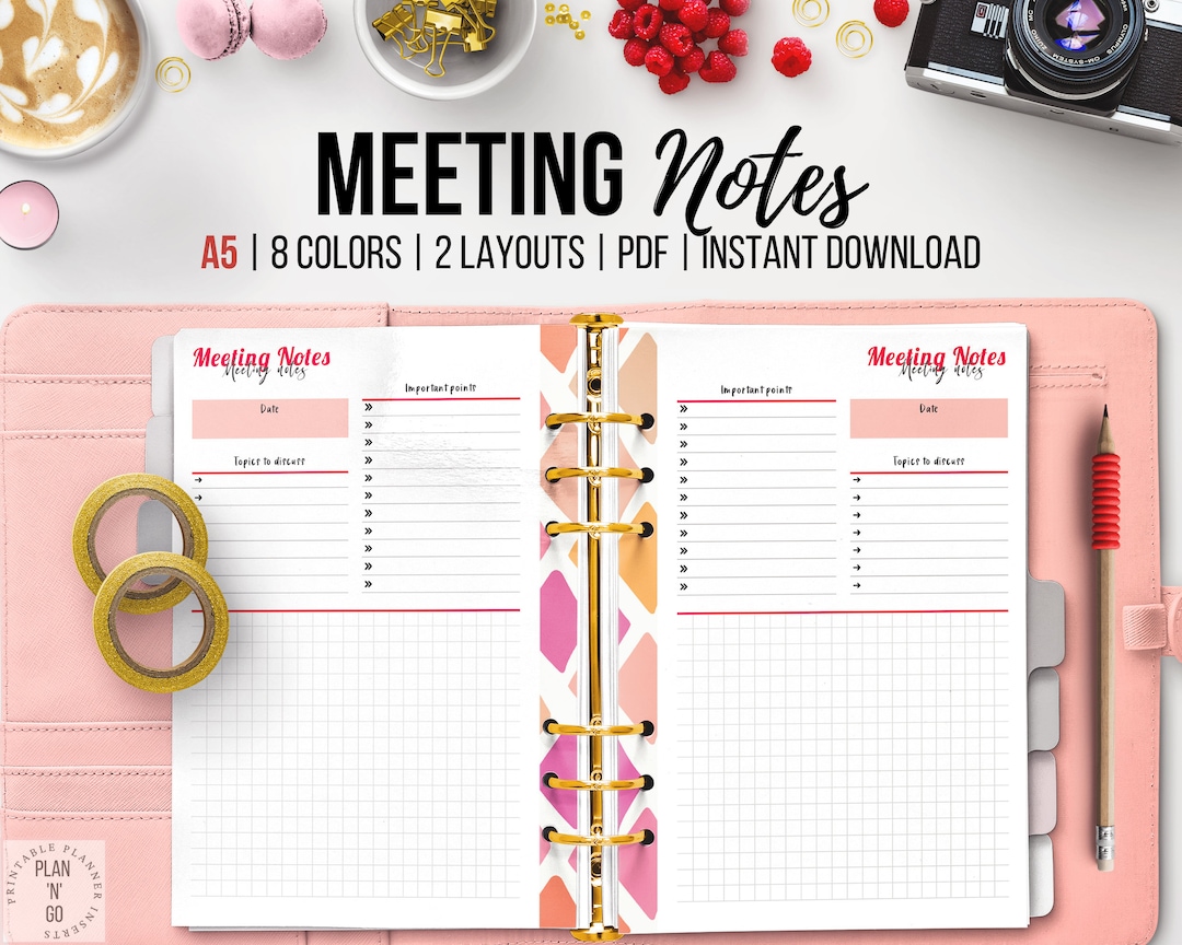 Meeting Notes, Printable Office Planner, Meeting Template, Office Task ...