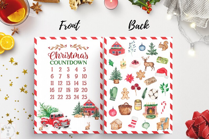 Christmas Countdown Printable Advent Calendar Days Until - Etsy