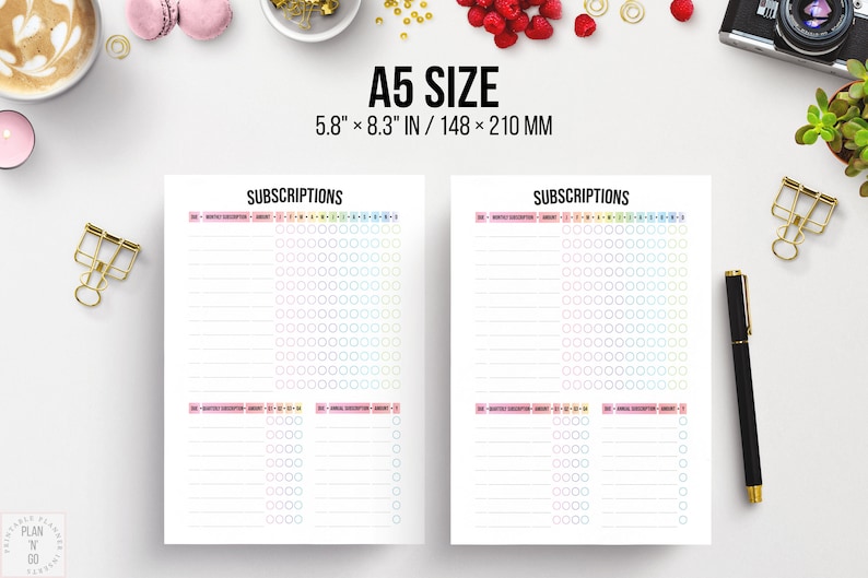 Editable Subscription Tracker Monthly Quarterly Yearly - Etsy