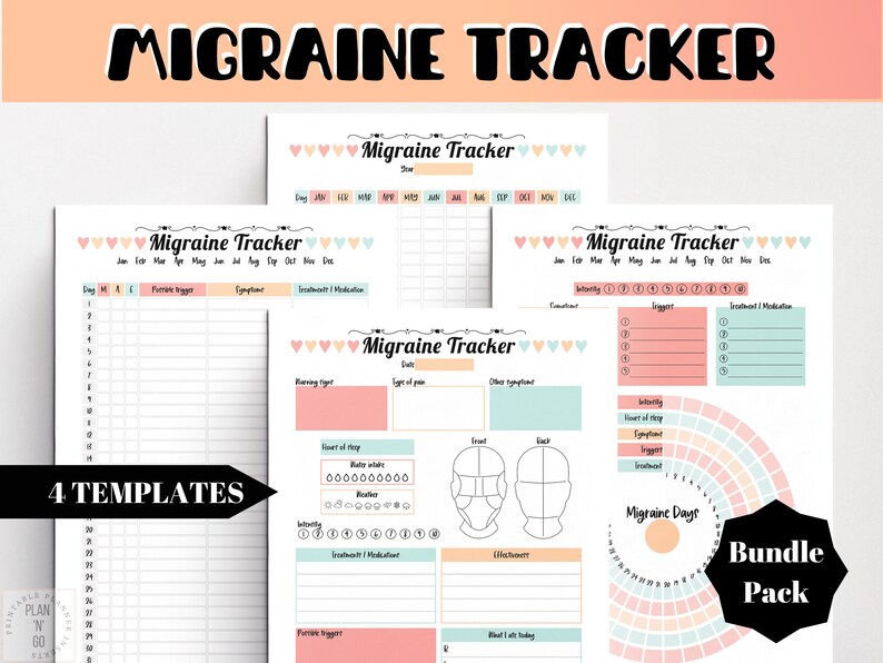 Migraine Tracker Printable Headache Log Pain Symptoms - Etsy