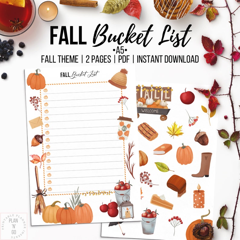 Fall Bucket List, Printable Fall Journal, Autumn Bucket List, Fall ...