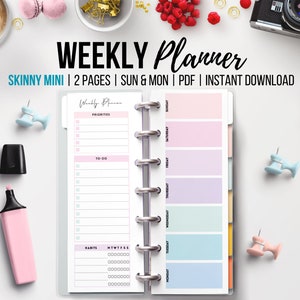 Skinny Mini, Weekly Horizontal Printable, Weekly Undated Planner Insert ...