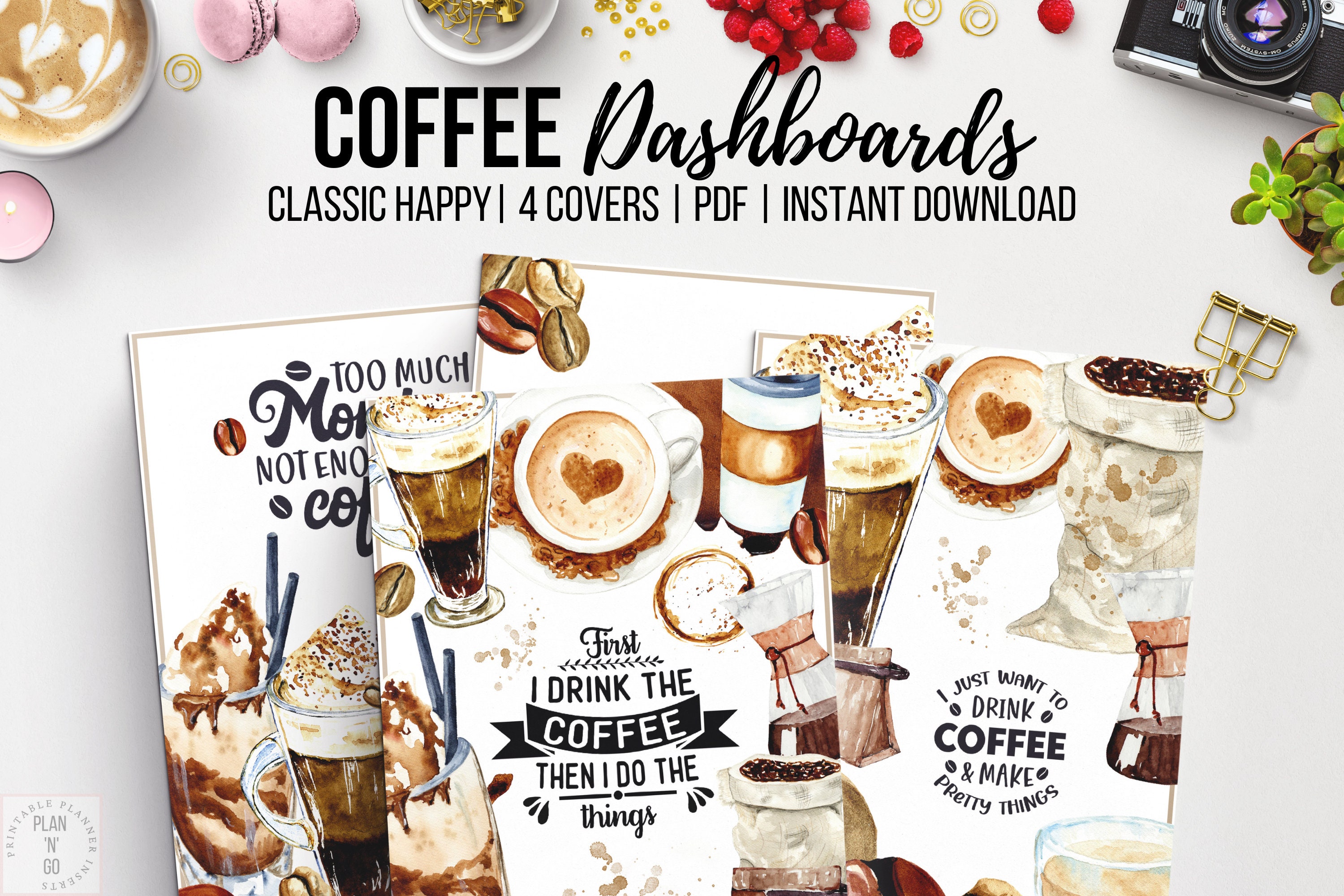 Coffee Planner Dashboard Printable Planner Cover Set of 4 - Etsy
