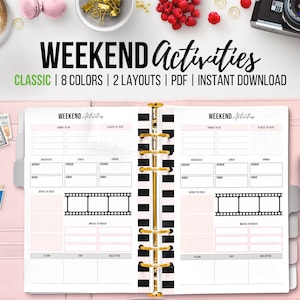 Weekend Planner Printable, Activities to Do, Task Planner, Weekend ...