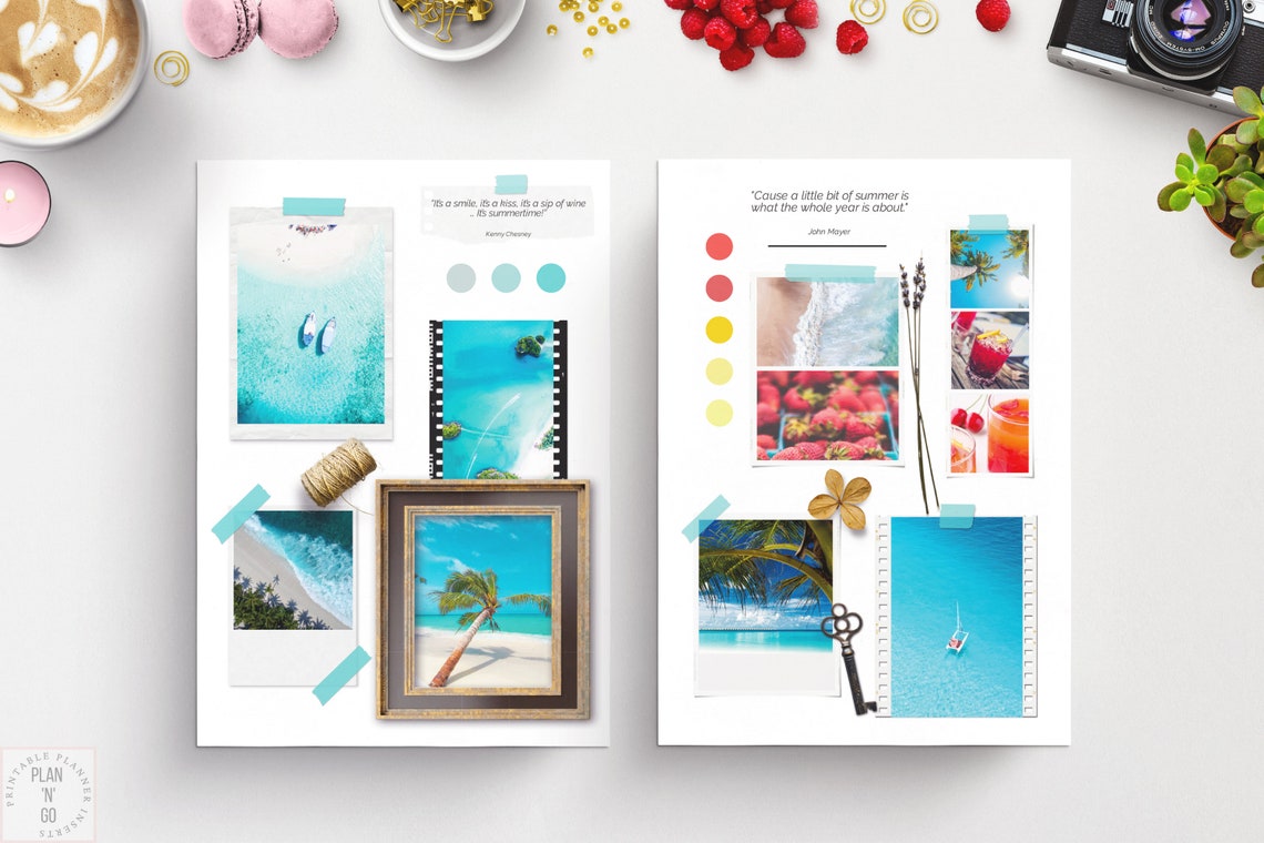Summer Mood Board for Planner Printable Vision Board Mood - Etsy