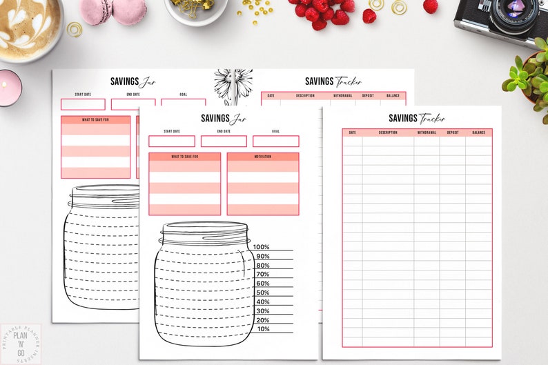 Savings Jar Printable Savings Tracker Money Challenge Money - Etsy