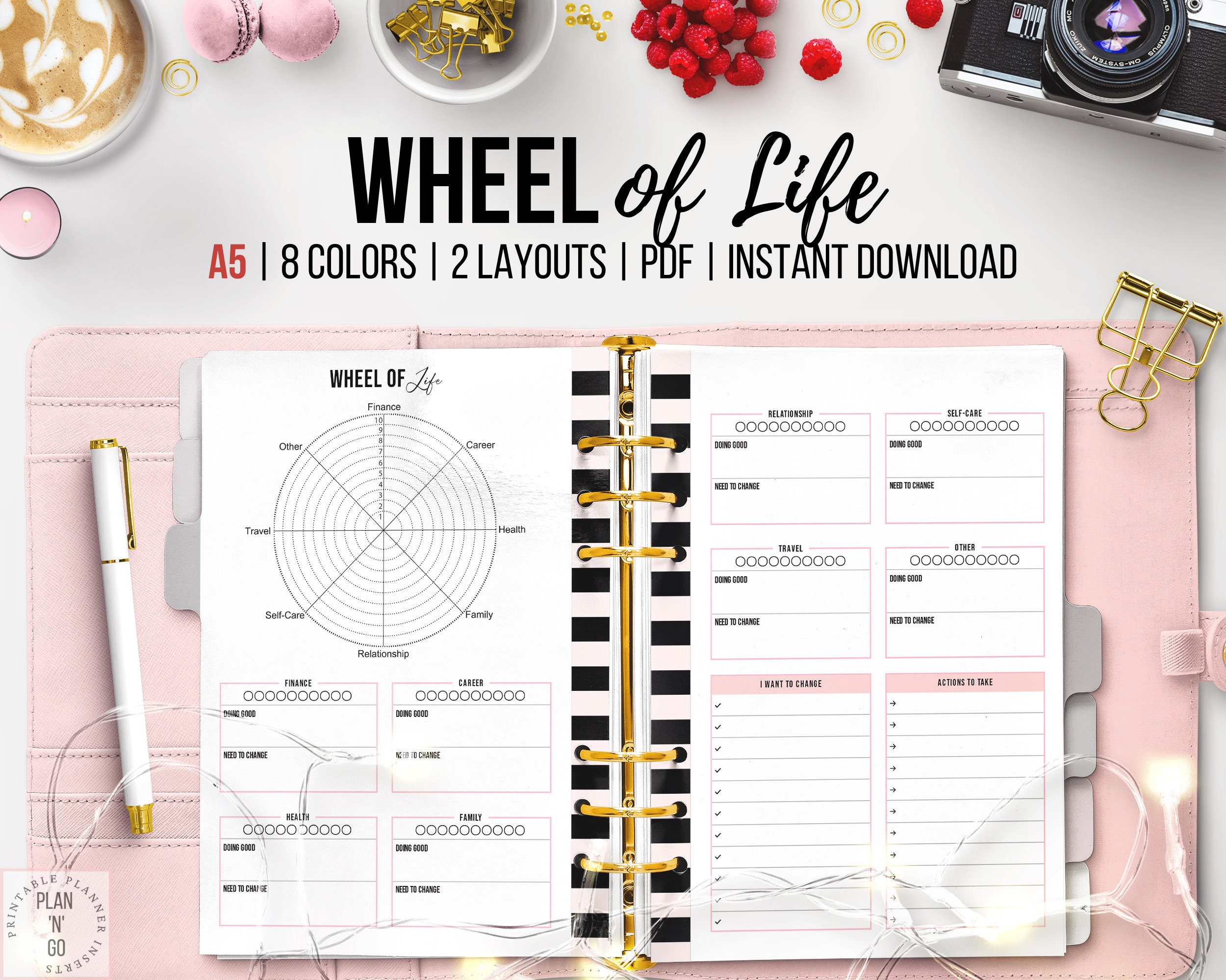Wheel of Life Planner, Printable Life Balance, Personal Development ...