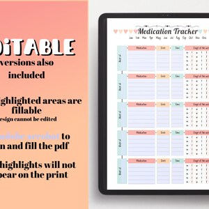 Medication Tracker Printable Editable Vitamin and Supplement - Etsy