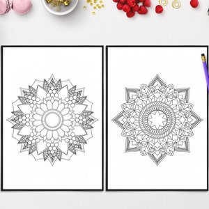 Floral Mandala Coloring Pages Set - Mindful Adult Meditation PDF Bundle ...