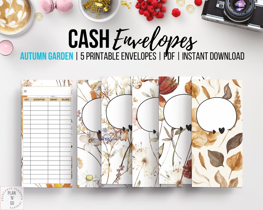 Organize Savings With Autumn Garden Cash Envelopes - Set of 5 and Money ...