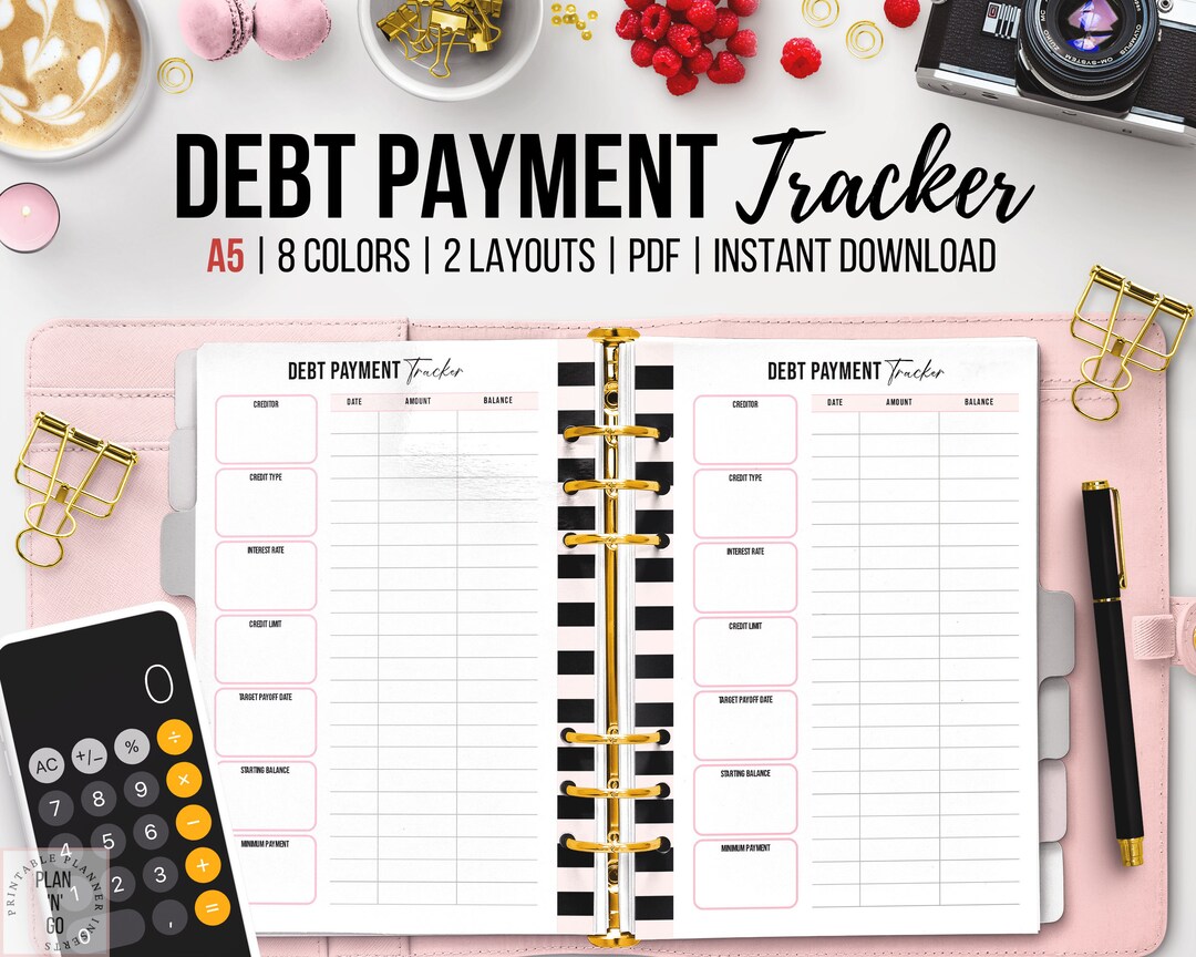 Debt Tracker, Printable Debt Payoff Tracker, Finance Planner, Personal ...